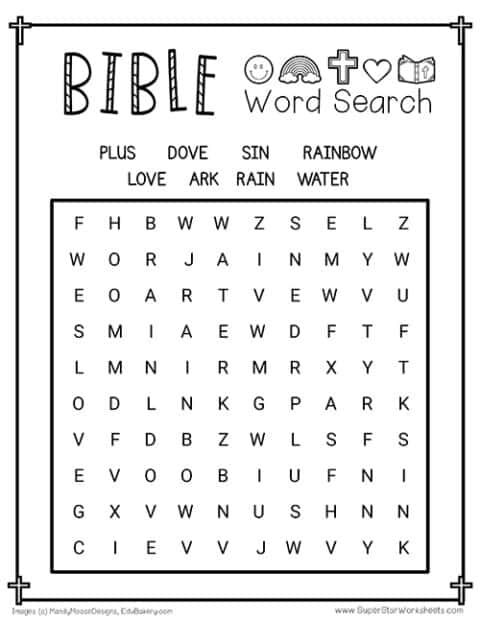 Bible Word Search - Superstar Worksheets