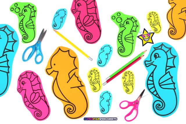 Seahorse Template (Free Printables) - Superstar Worksheets