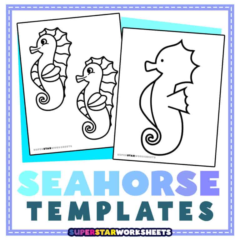 Seahorse Template (Free Printables) - Superstar Worksheets