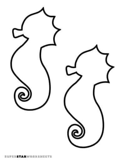 Seahorse Template (Free Printables) - Superstar Worksheets