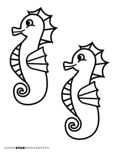 Seahorse Template (Free Printables) - Superstar Worksheets