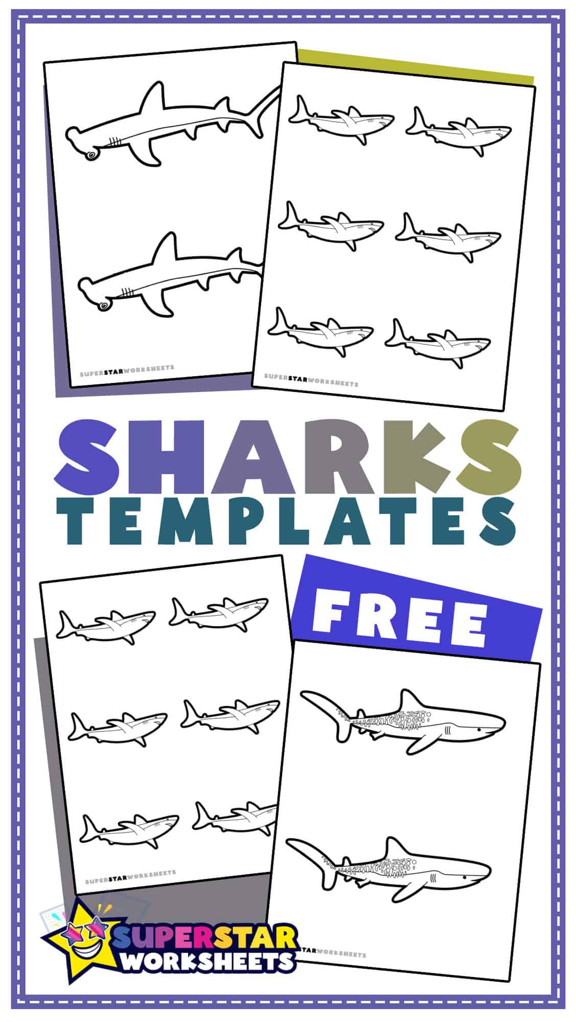 Shark Template - Superstar Worksheets