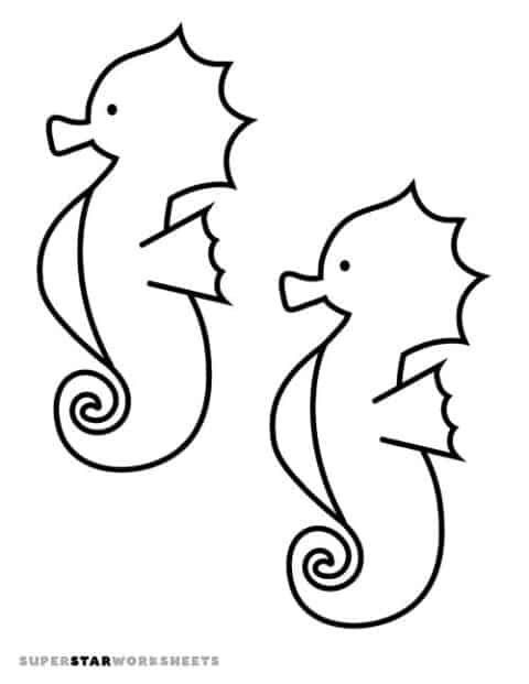 Seahorse Template (Free Printables) - Superstar Worksheets