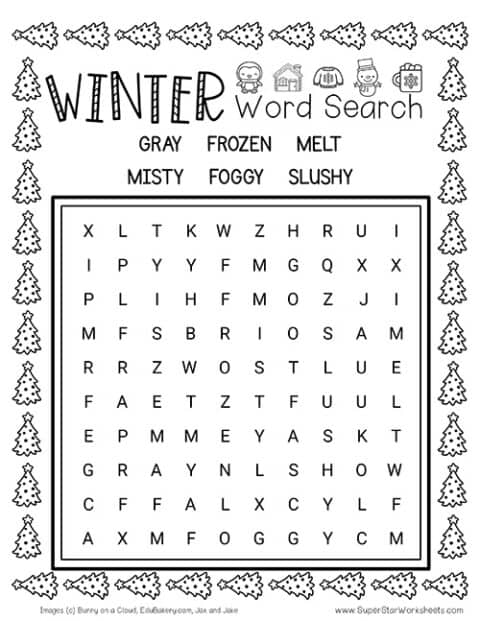 Winter Word Search - Superstar Worksheets