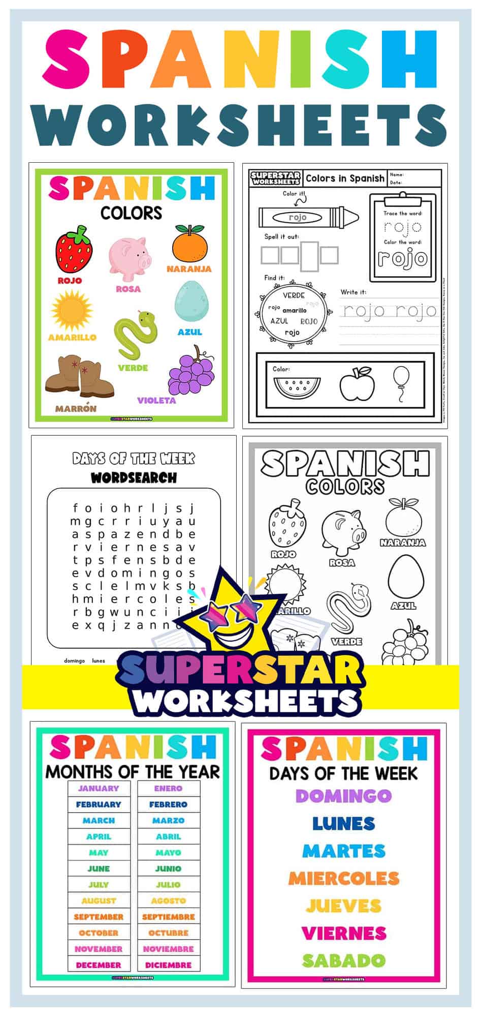 Spanish Worksheets - Superstar Worksheets