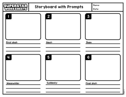 Storyboard Template (Free Printables) - Superstar Worksheets