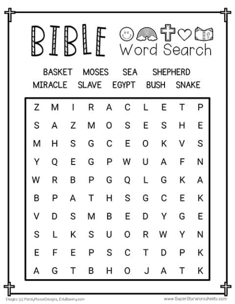 Bible Word Search - Superstar Worksheets