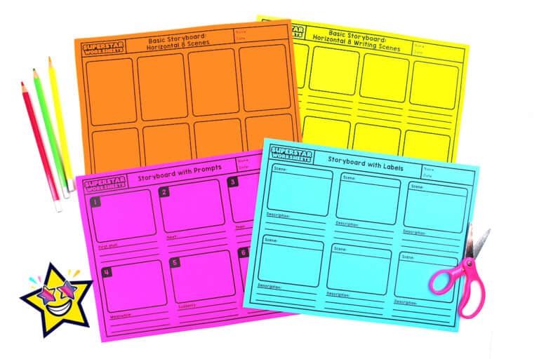 Storyboard Template (Free Printables) - Superstar Worksheets