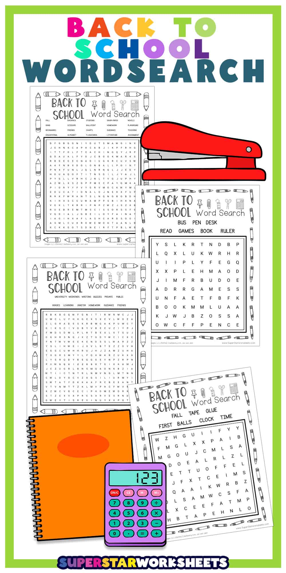 Back to School Word Search - Superstar Worksheets