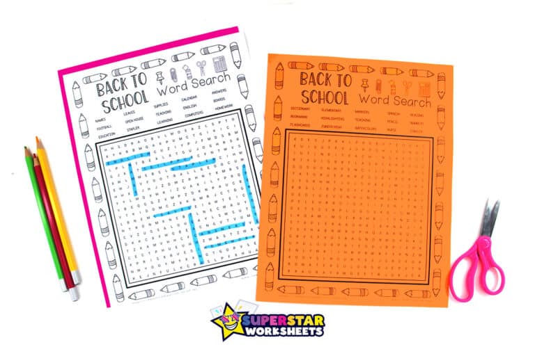 Back to School Word Search - Superstar Worksheets