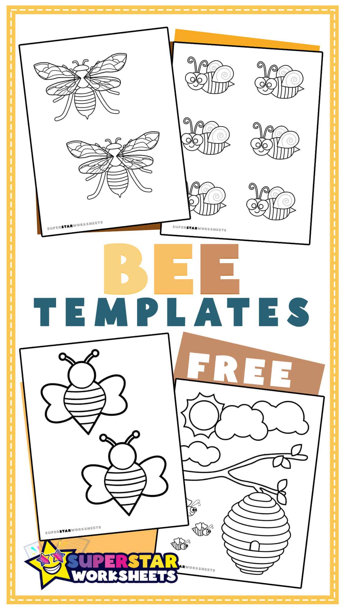 Bee Template (Free Printables) - Superstar Worksheets