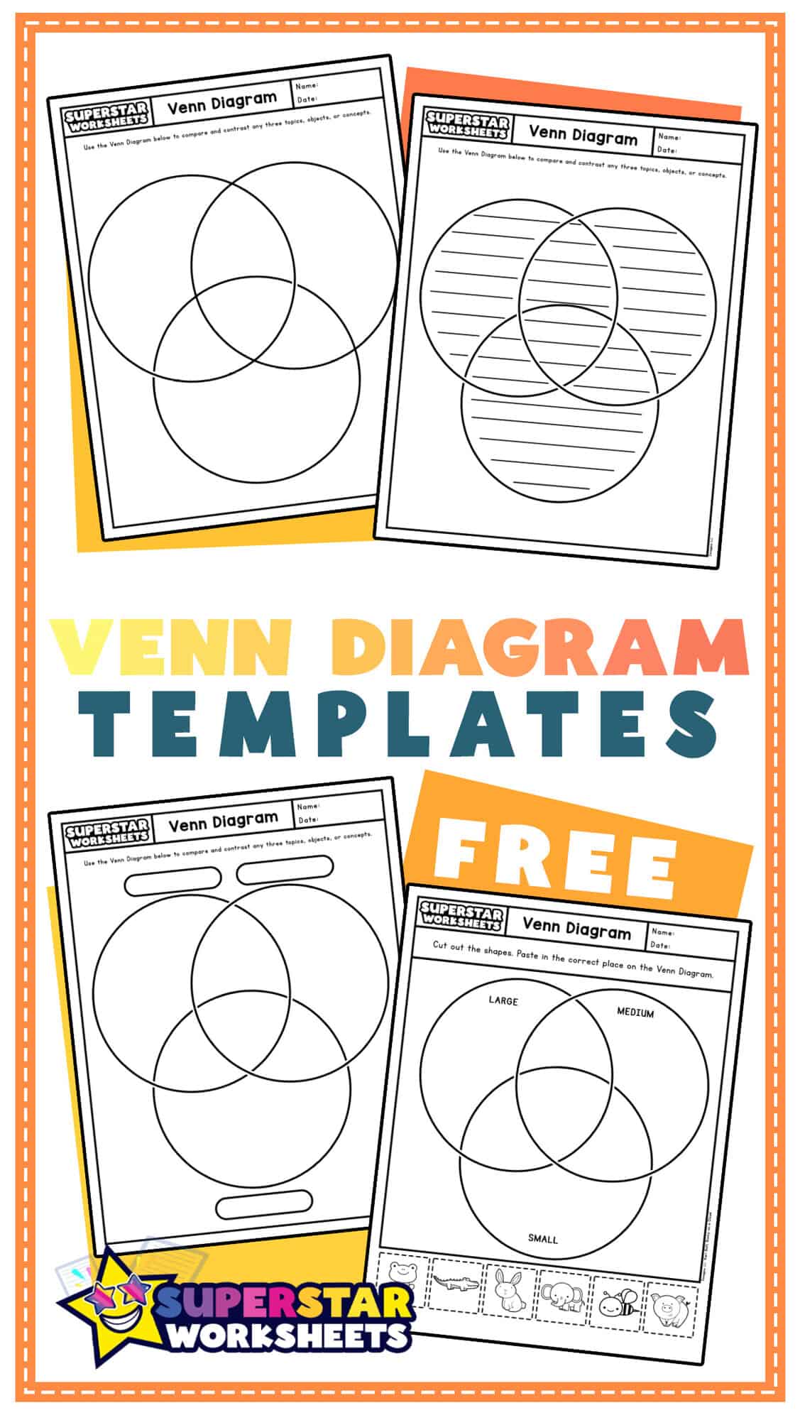 Venn Diagram Template (Free Printables) - Superstar Worksheets