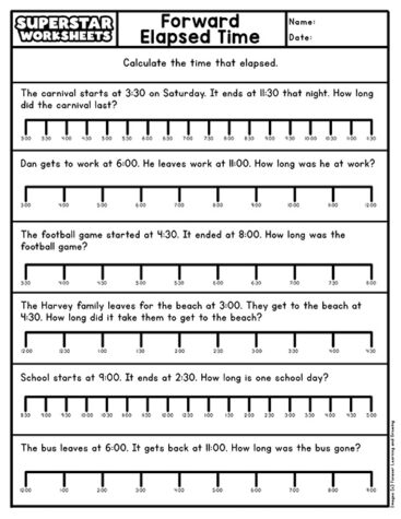 Elapsed Time Worksheets - Superstar Worksheets