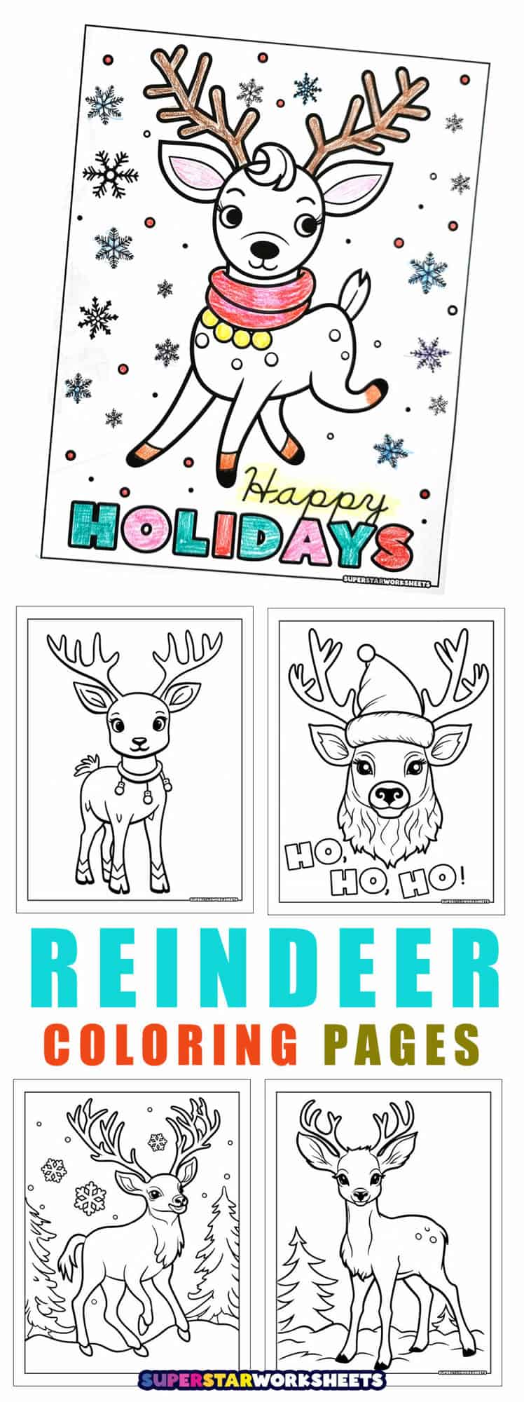 Reindeer Coloring Pages (Free Printables) - Superstar Worksheets