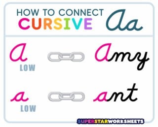 Cursive A - Superstar Worksheets