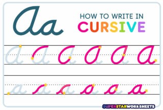 Cursive A - Superstar Worksheets