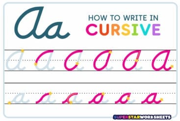 Cursive A - Superstar Worksheets