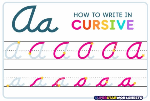 Cursive A - Superstar Worksheets