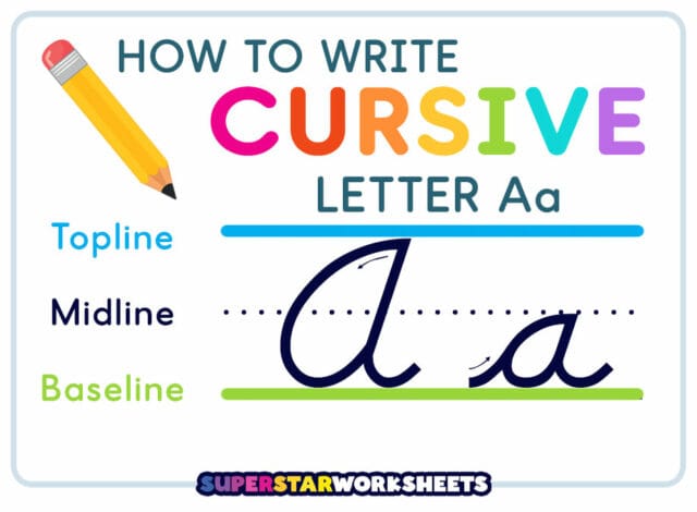 Cursive A - Superstar Worksheets