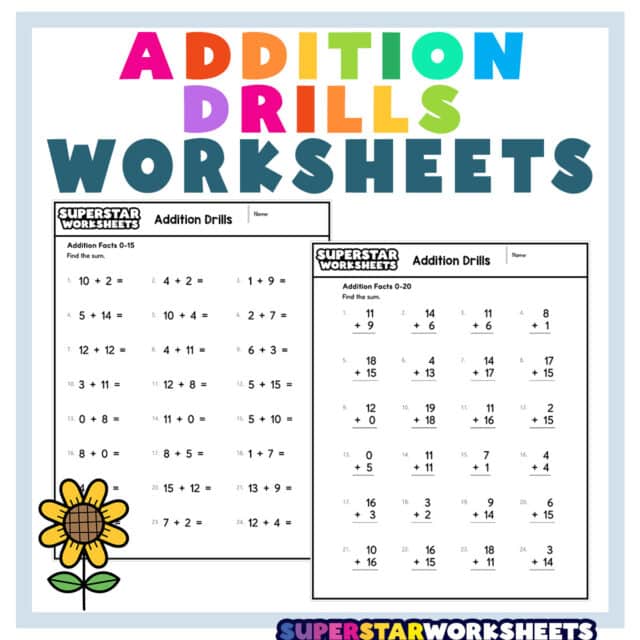 Addition Drills - Superstar Worksheets