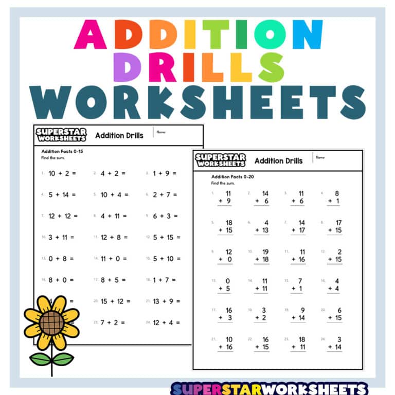 Addition Drills - Superstar Worksheets
