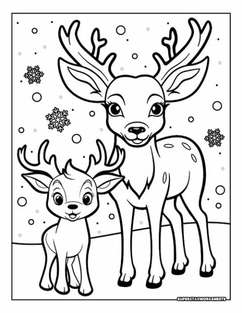 Reindeer Coloring Pages (Free Printables) - Superstar Worksheets