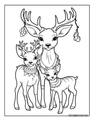 Reindeer Coloring Pages (Free Printables) - Superstar Worksheets