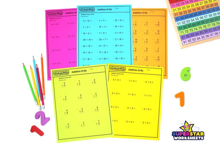 Addition Drills - Superstar Worksheets
