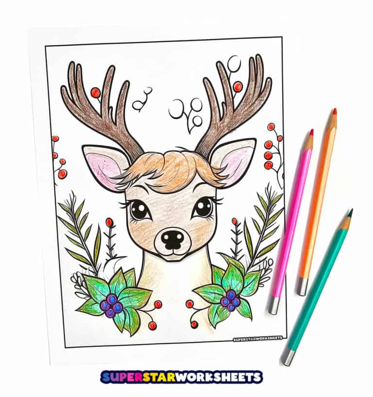 Reindeer Coloring Pages (Free Printables) - Superstar Worksheets