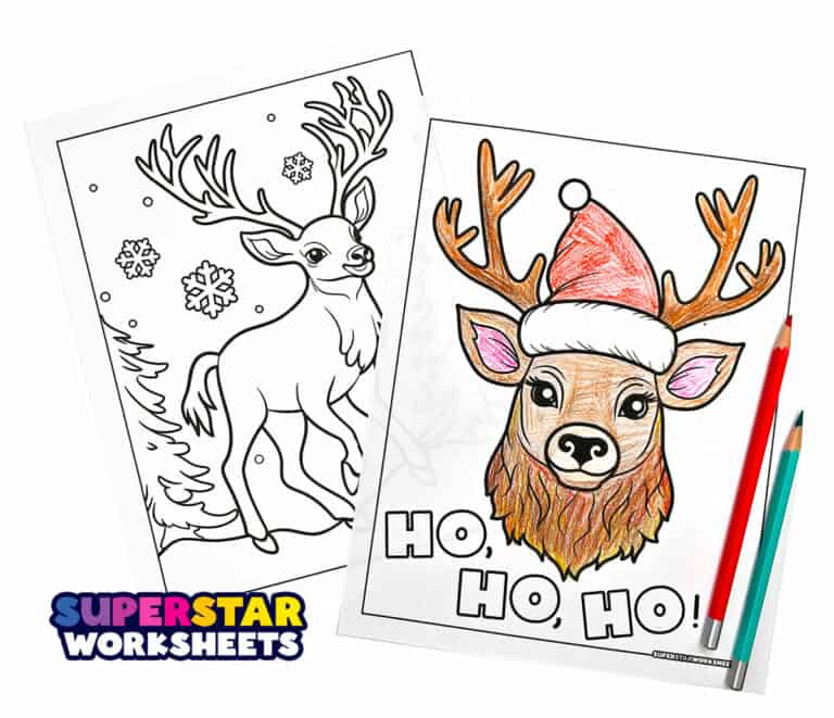 Reindeer Coloring Pages (Free Printables) - Superstar Worksheets