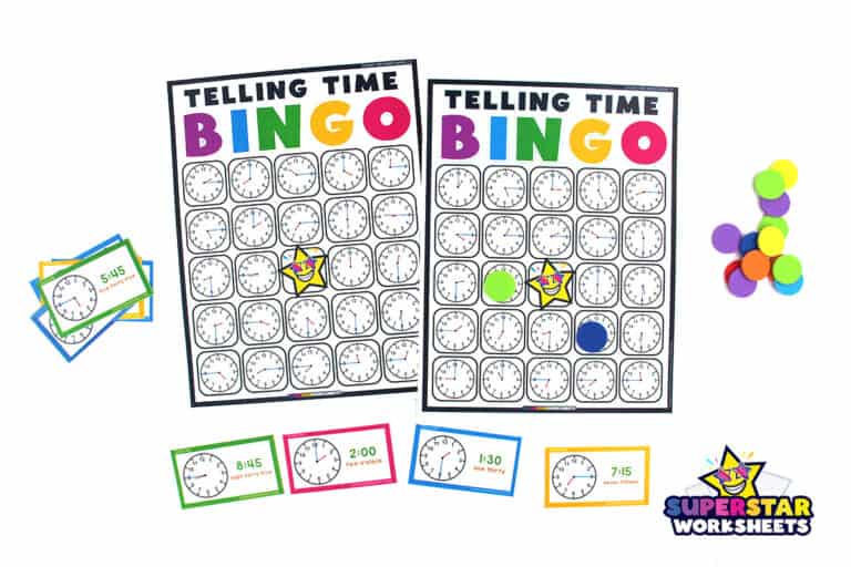 Telling Time Bingo - Superstar Worksheets