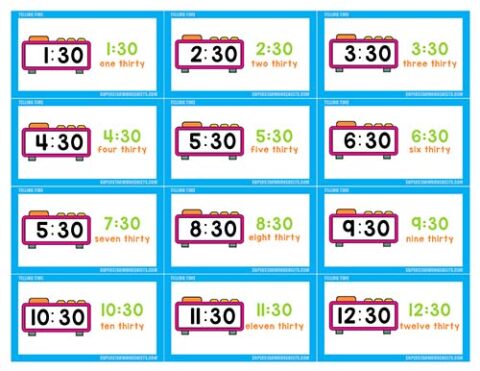 Telling Time Flashcards - Superstar Worksheets