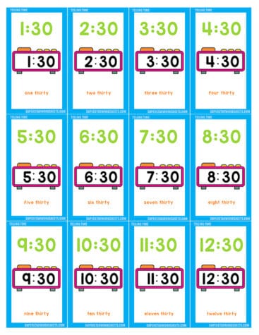 Telling Time Flashcards - Superstar Worksheets