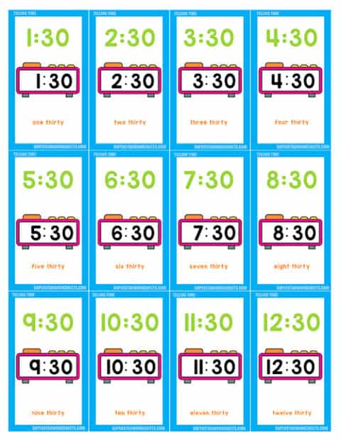 Telling Time Flashcards - Superstar Worksheets