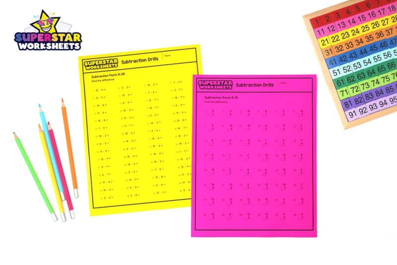 Subtraction Drills - Superstar Worksheets