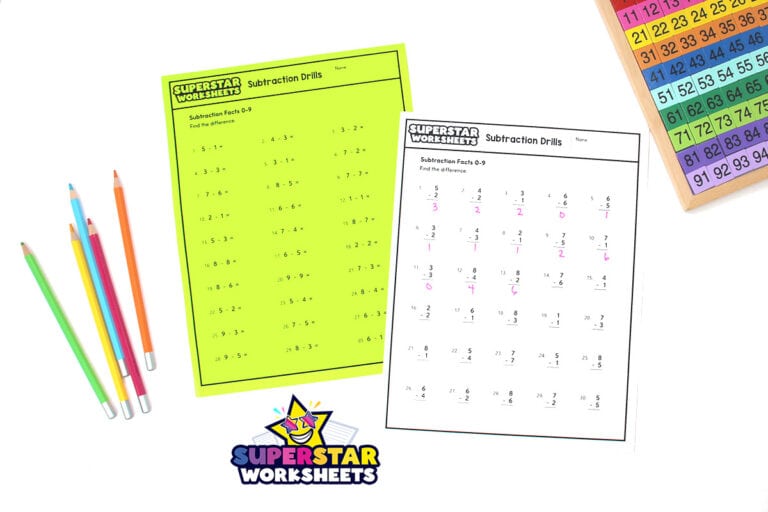 Subtraction Drills - Superstar Worksheets