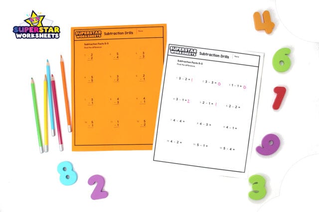Subtraction Drills - Superstar Worksheets