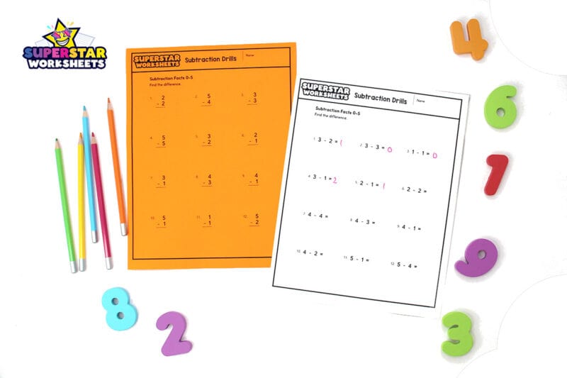 Subtraction Drills - Superstar Worksheets