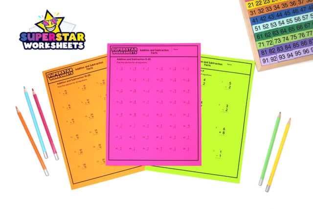 Addition and Subtraction Worksheets - Superstar Worksheets