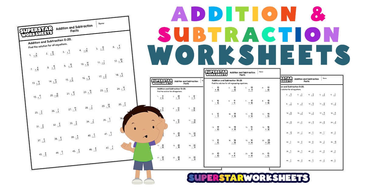 Addition and Subtraction Worksheets - Superstar Worksheets