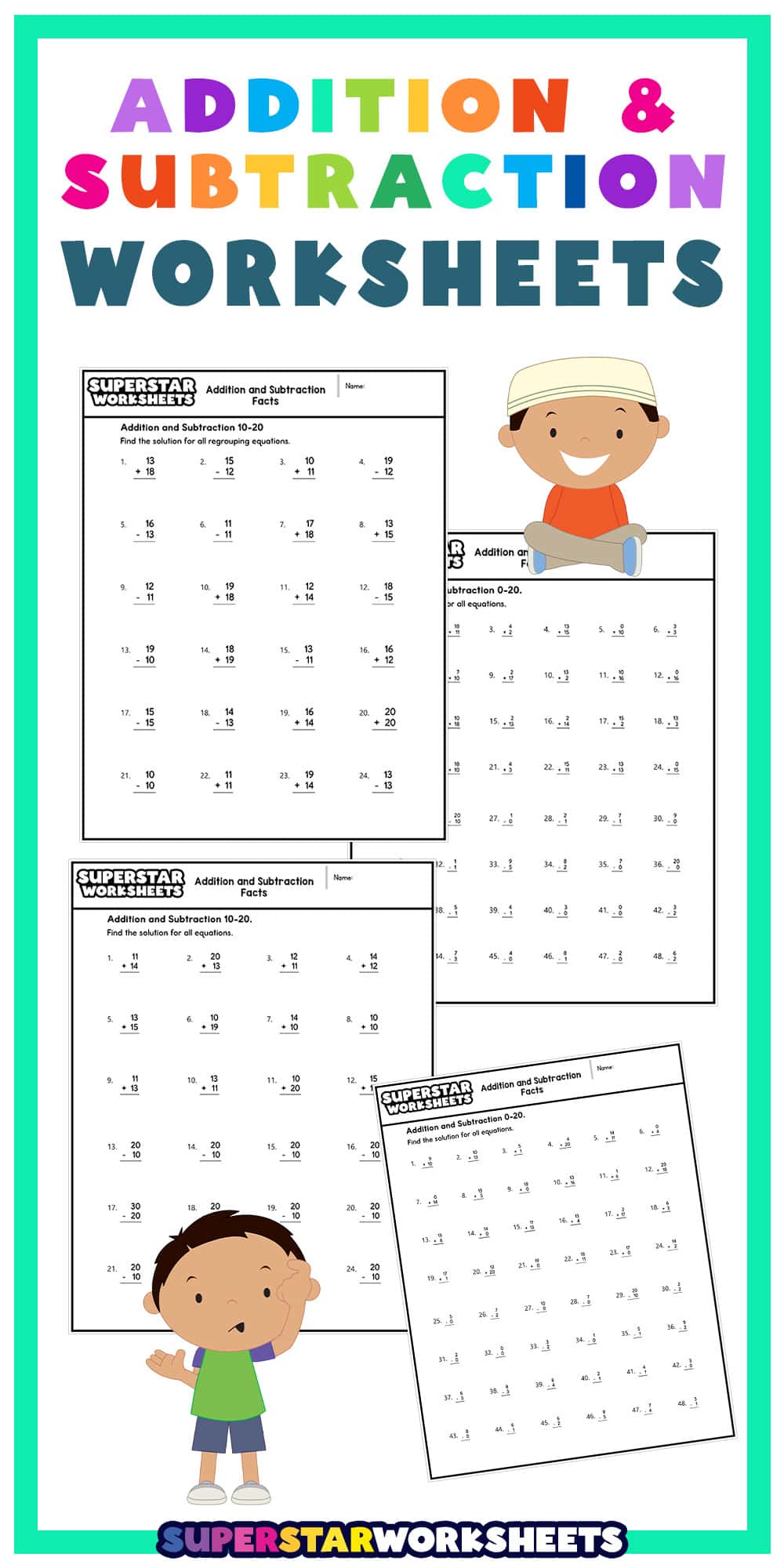 Addition and Subtraction Worksheets - Superstar Worksheets