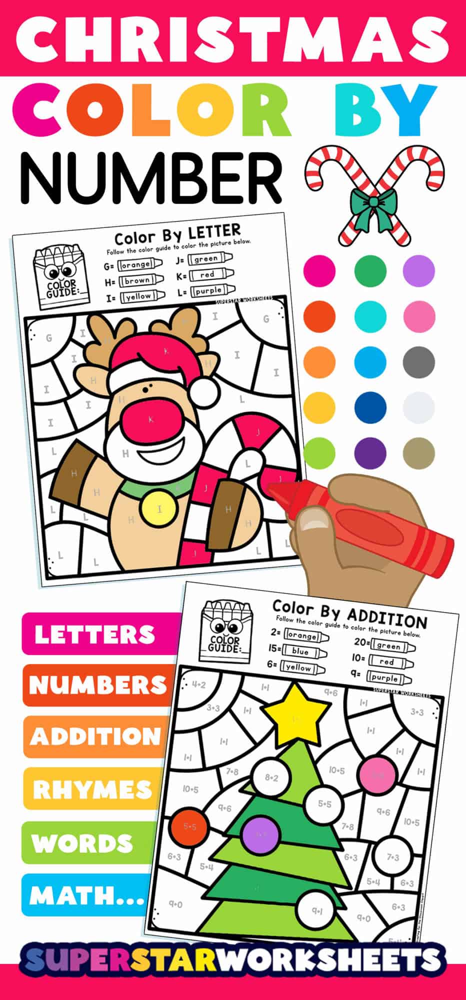 Christmas Color By Number - Superstar Worksheets