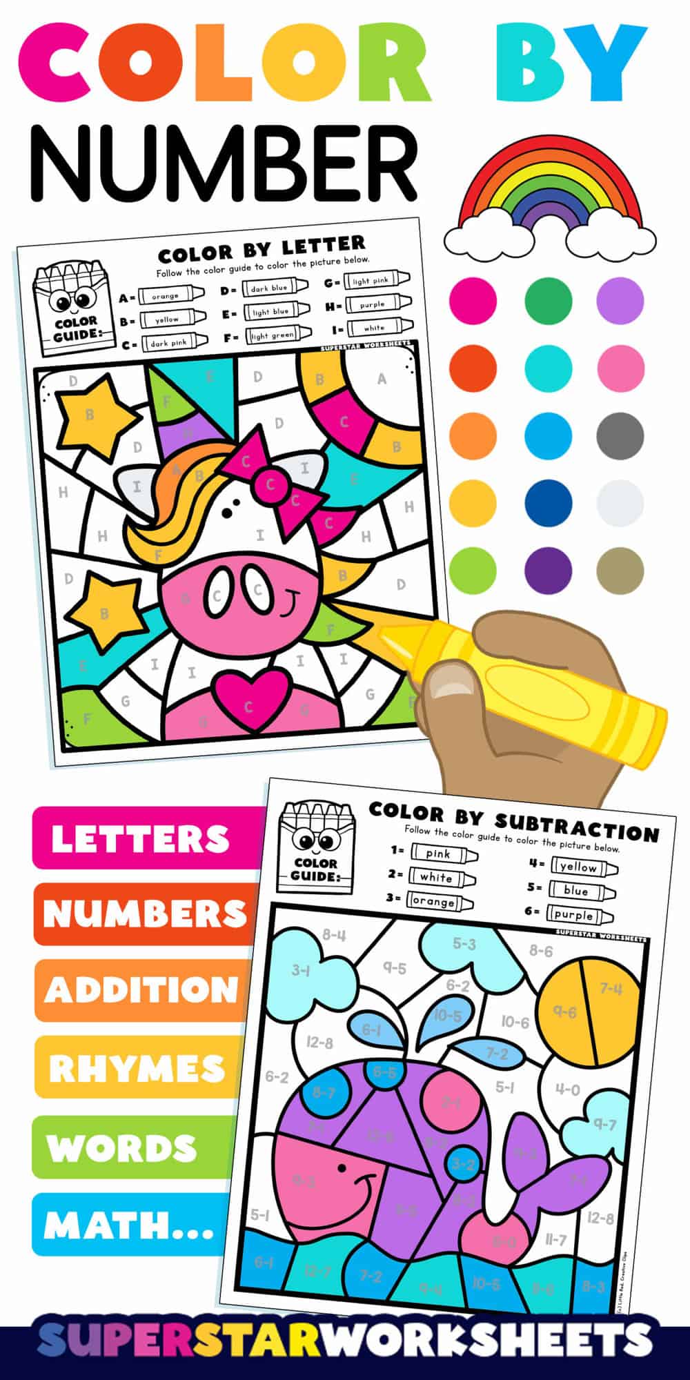Color By Number Printables - Superstar Worksheets