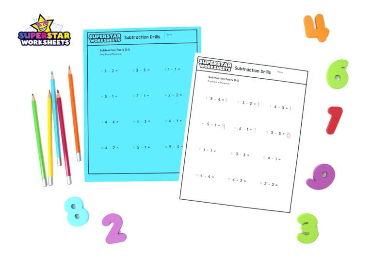 Subtraction Drills - Superstar Worksheets