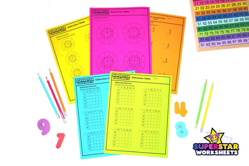 Subtraction Table Worksheets - Superstar Worksheets