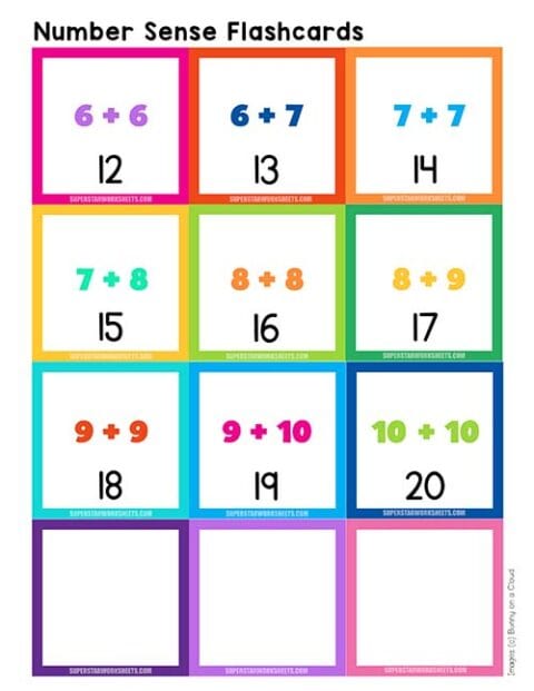 Number Sense Flashcards - Superstar Worksheets
