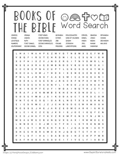 Books of the Bible Word Search - Superstar Worksheets
