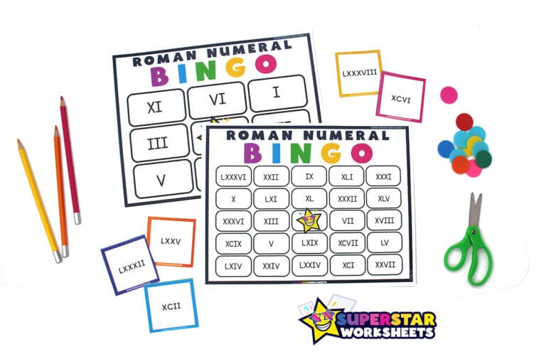 Roman Numeral BINGO - Superstar Worksheets