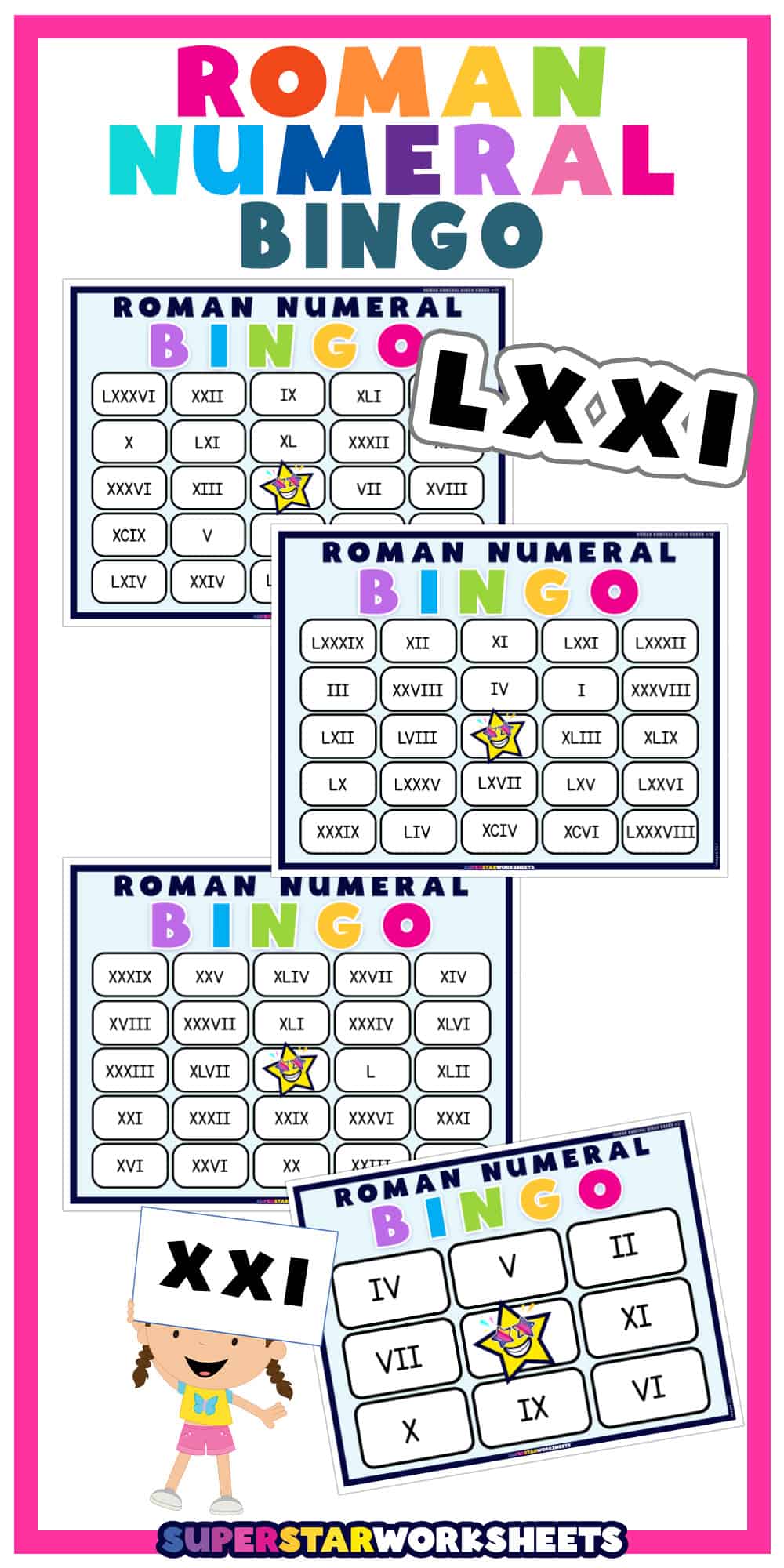 Roman Numeral BINGO - Superstar Worksheets