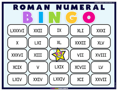 Roman Numeral BINGO - Superstar Worksheets